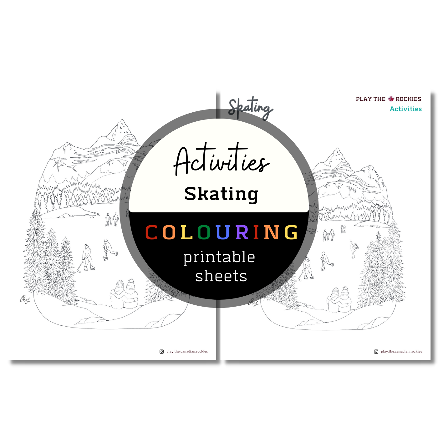 Activities: Skating Colouring Sheets ⌲ Printable