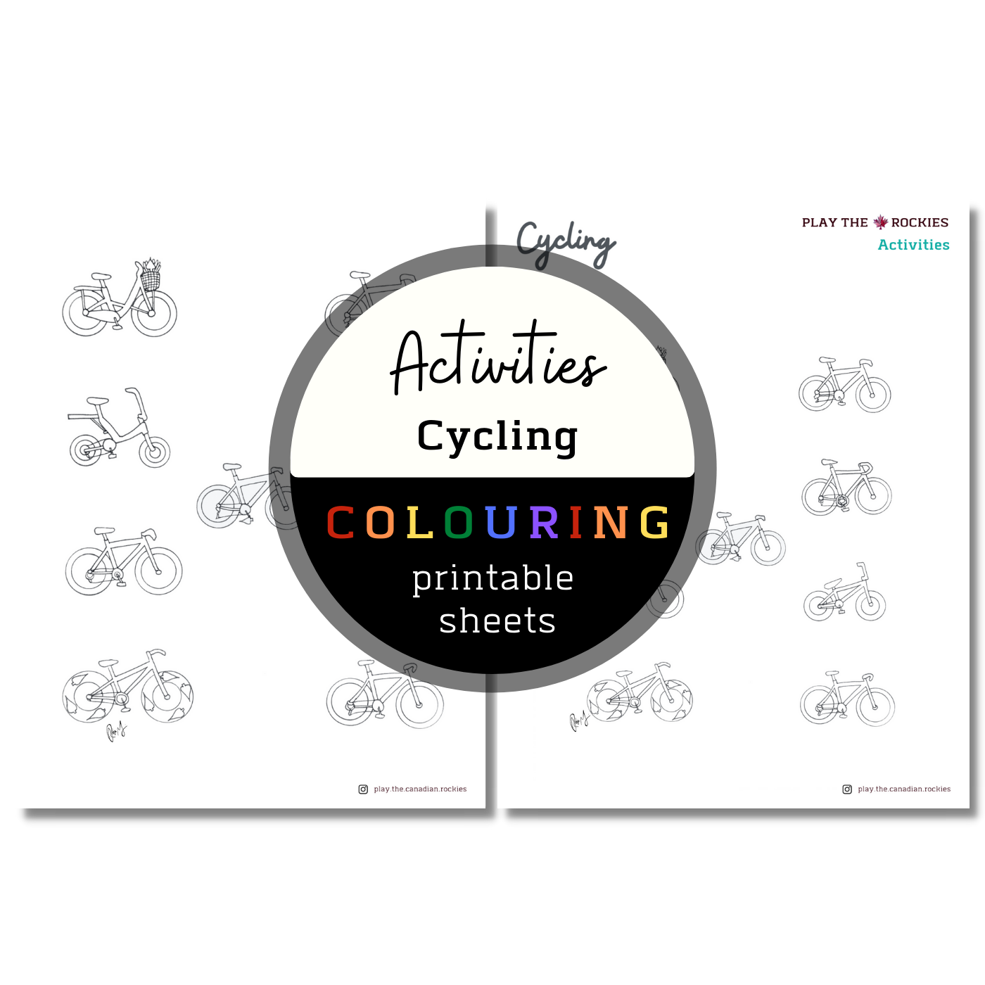 Activities: Cycling Colouring Sheets ⌲ Printable